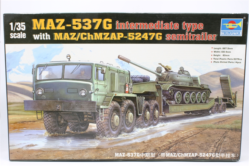 Trumpeter 00211TM Soviet MAZ-537G w/ ChMZAP-5247G Tank Transporter