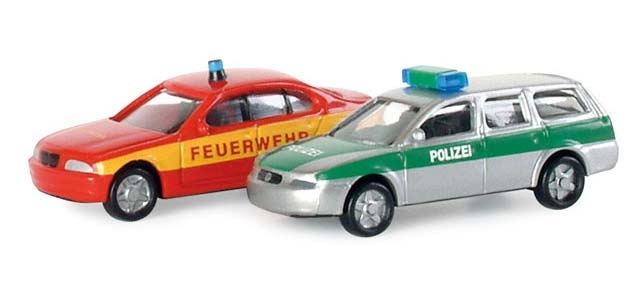 Herpa 065368HRA BMW (Fire Department) and VW Passat (Police) - pack of 2