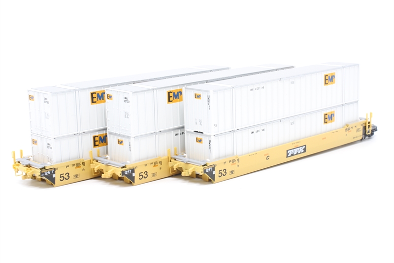 Kato 106-6116 Articulated well MAXI-IV container car of the TTX Company