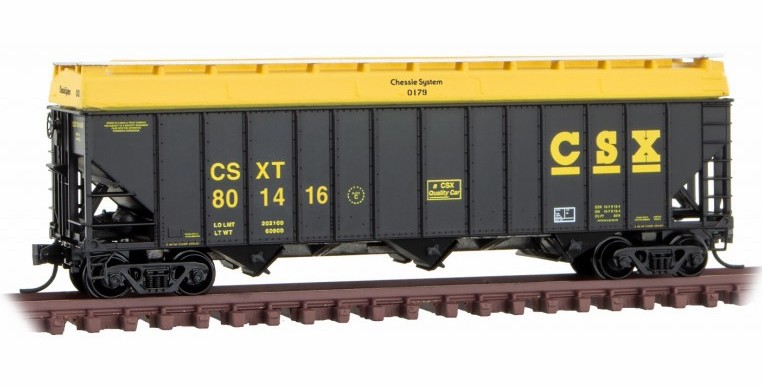 Micro-Trains 10800432 3-bay ribbed side 100t open hopper of CSX