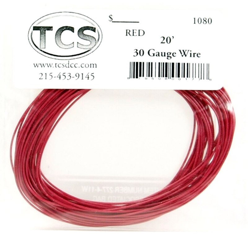 Train Control Systems (TCS) 1080TCS 20' 30-Gauge Wire Red