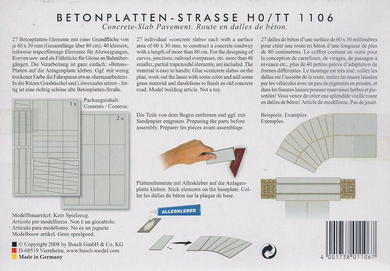 Busch 1106BUS Concrete Slab Pavement HO scale