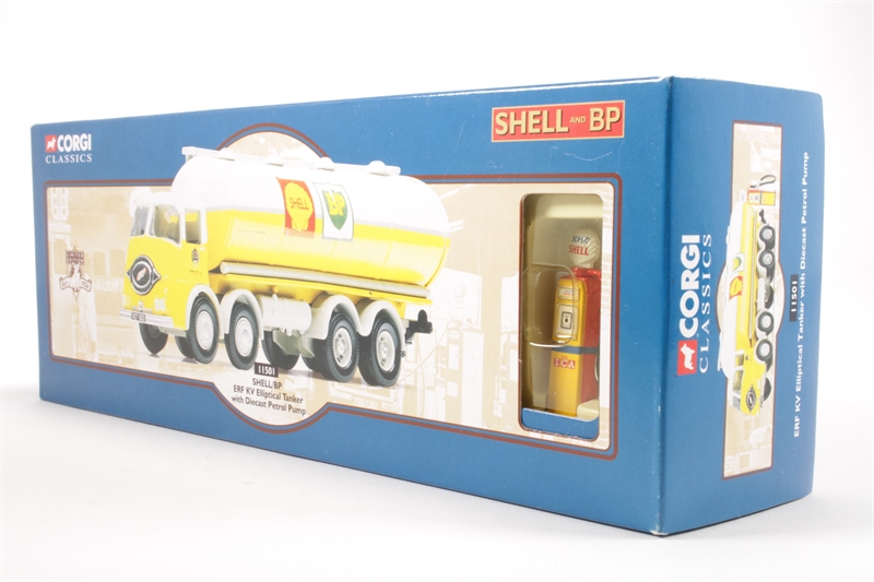 Corgi 11501ERF ERF KV Elliptical Tanker with Petrol Pump - 'Shell/BP'