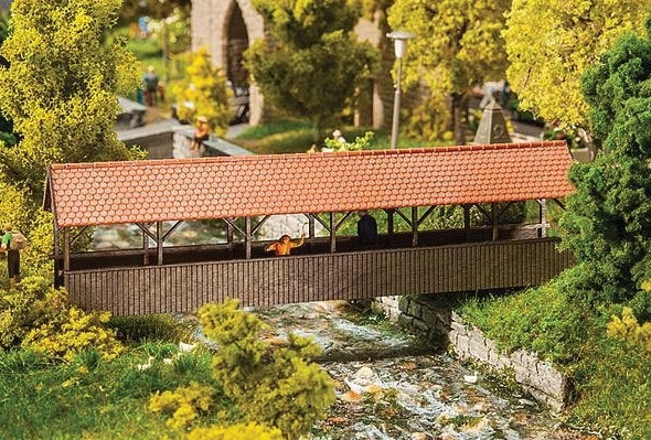 Faller 120209 Weathered Covered Pedestrian Bridge Kit