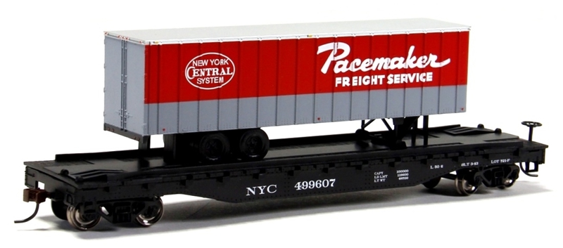 Bachmann USA 16708BUS 52' Flat Car with 35' Pacemaker Trailer, New York ...