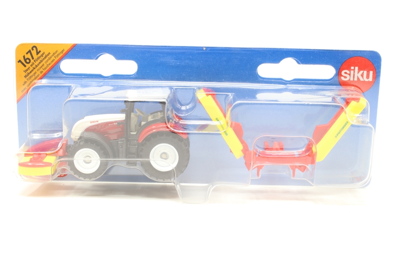 Siku 1672SIK Steyr CVT 6230 Tractor with Pottinger mower - Hattons