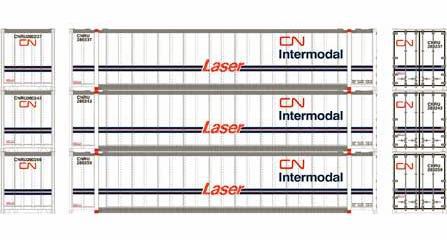 Athearn 17681ATH 48' Containers Canadian National Intermodal - pack of 3