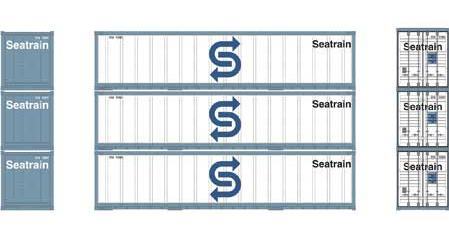 Athearn 17710ATH 40' Smooth Side Containers Sea Train - pack of 3