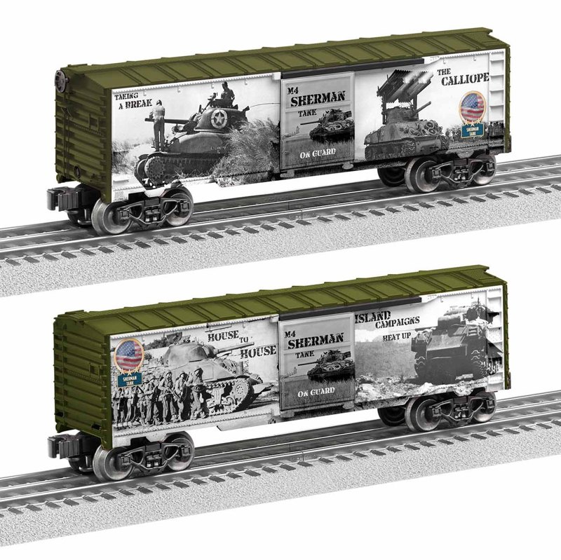 Lionel 1938220 WWII Commemorative Box Car, Sherman Tank