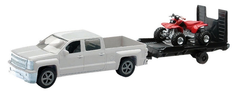 New Ray 19535BNWR Chevrolet Silverado Crew Cab Pickup Truck with ATV on ...
