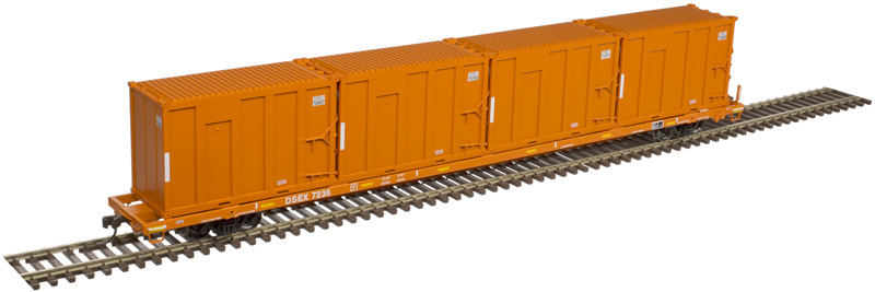 Atlas 20006041 85' Trash Container Flat Car with 4 MSW Containers, East