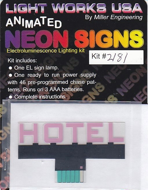 Miller Engineering 2181MLG Large Horizontal Hotel, Animated Neon Style