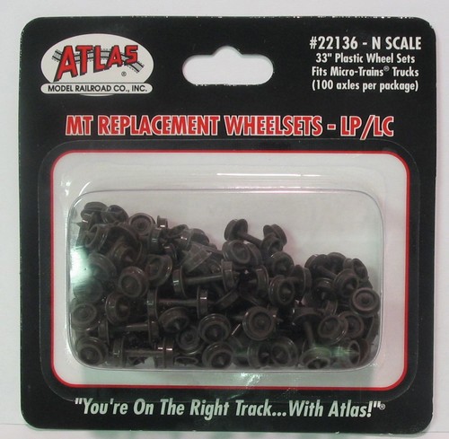 Atlas 22136ATL Plastic 33" Brown Low Profile Wheels for Micro-Trains Cars