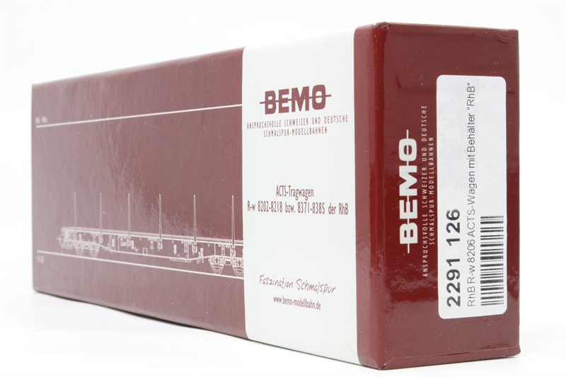 Bemo 2291-126 Type Rw flat car with waste containers of the RhB