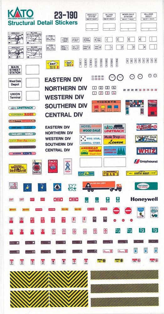 Kato 23-190 Structural Detail Stickers (2 Sheets) - Hattons