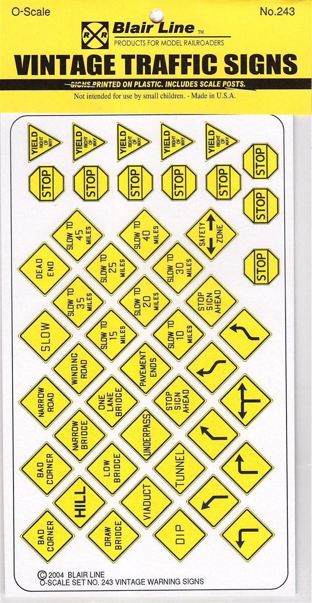 Blair Line 243BLN Vintage Traffic Signs, Warning - Hattons