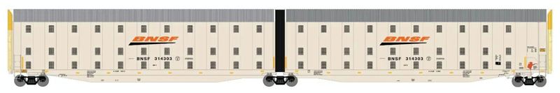 Athearn 24752ATH Articulated auto-max autorack of the BNSF - cream with