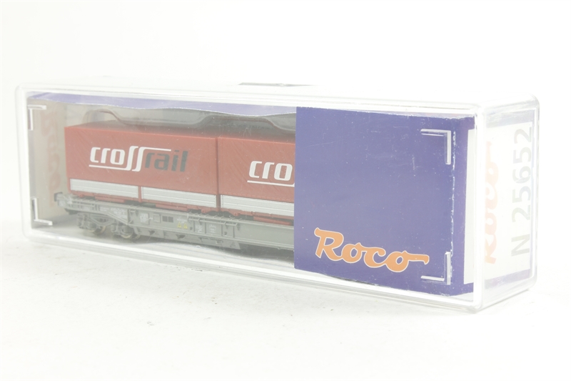 Roco 25652 SBB Deep-Well Flat Car with Crossrail Containers
