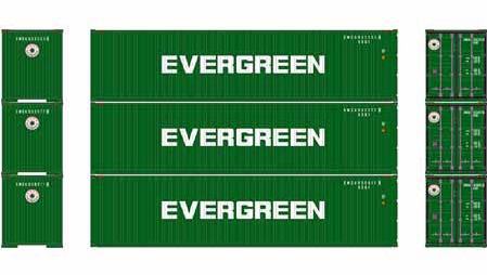 Athearn 27174ATH 40' High-Cube Containers Evergreen - pack - Hattons