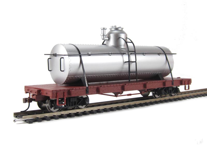 Bachmann USA 27198BAC Bogie Tank Car with Flat Frame in Unlettered Silver