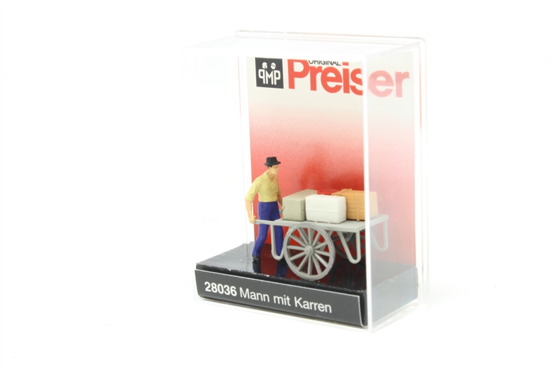Preiser 28036Pre Man with cart - Hattons