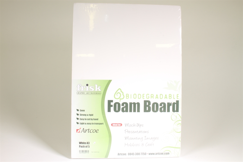 Frisk 29051305 Biodegradable Foam Board - White A3 - Pack of 5