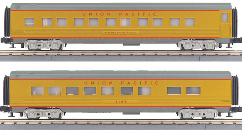 MTH 30-68141 60' Streamlined Sleeper and Diner 2-Car Set, Union Pacific ...