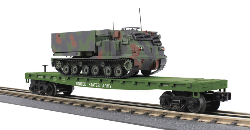 MTH 30-76843 Flat Car with M270 Rocket Launcher Vehicle, US Army #8333