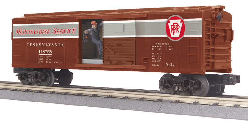 MTH 30-79633 Operating Box Car with Signal Man, Pennsylvania Railroad