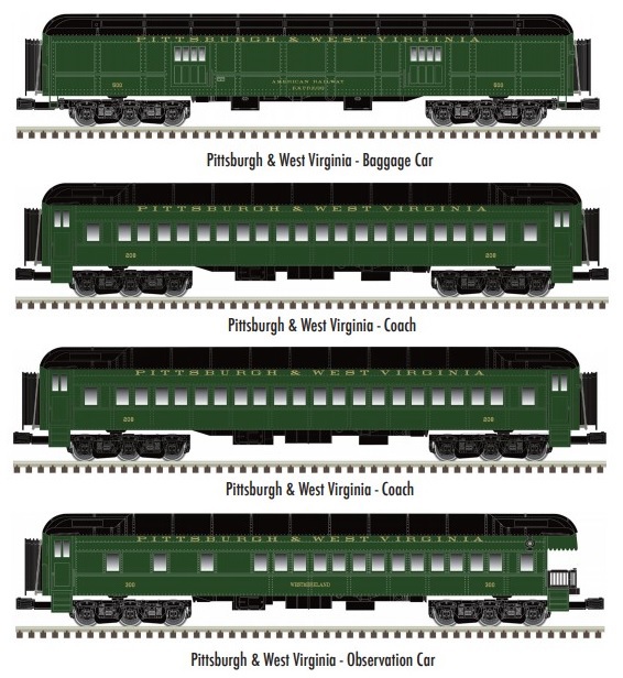 Atlas 3007060 70' Madison Heavyweight Passenger 4-Car Set, Pittsburgh and