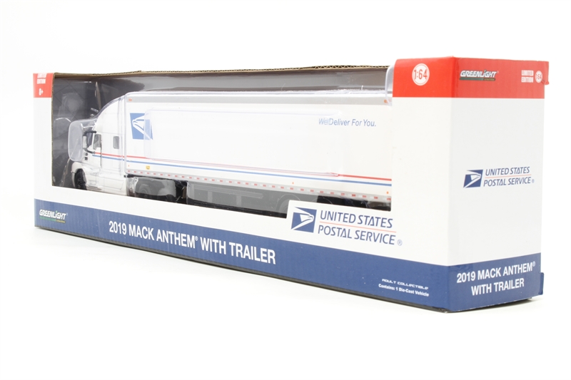 Greenlight 30090GLG 2019 Mack Anthem with trailer USPS