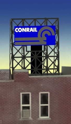 Miller Engineering 33-9105MLG Conrail Billboard, Animated Neon Style Sign