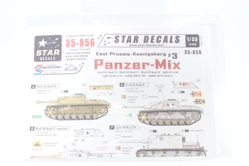 Star Decals 35-856SDA Panzer Mix #3 East Prussia-Koenigsburg