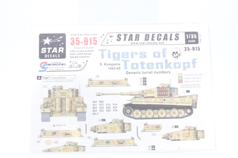 Star Decals 35-915SDA Tigers of Totenkopf Generic Turret Numbers - Hattons