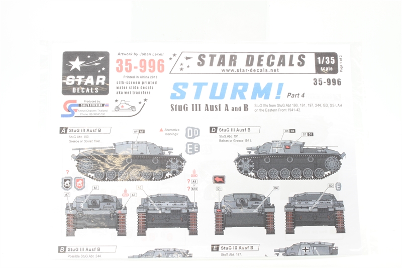 Star Decals 35-996SDA Sturm #4. StuG III Ausf B. Eastern Front 1941-42