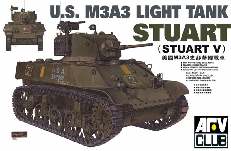 AFV Club 35053AF M3A3 Stuart light tank with metal barrel, photo etch,