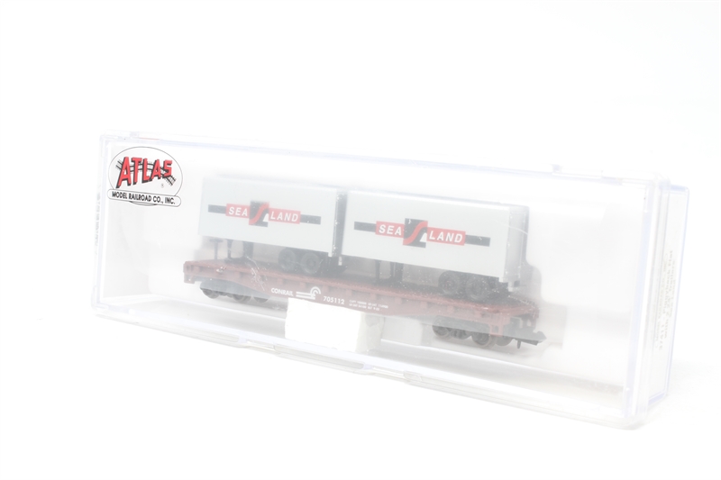 Atlas 37411 50' double TOFC flat car of Conrail - red 705112