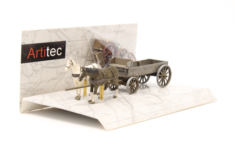 Artitec 387.286 Harnessed Horse Team & Flatbed Wagon with Load