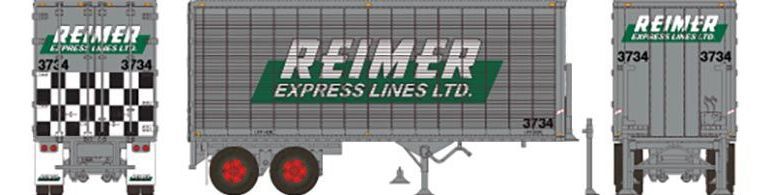 Rapido Trains North America 403084 26 Can-Car Trailer Reimer Trucking