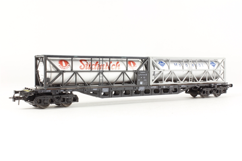 Roco 4364Roco Bogie Flat Wagon with Two Tank Containers of the DB