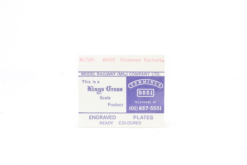 Kings Cross Scale Products 46205 Name plates for 46205 Princess Victoria