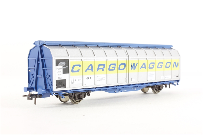 Roco 46934 Cargowaggon 4 wheel wagon in silver, blue and yellow