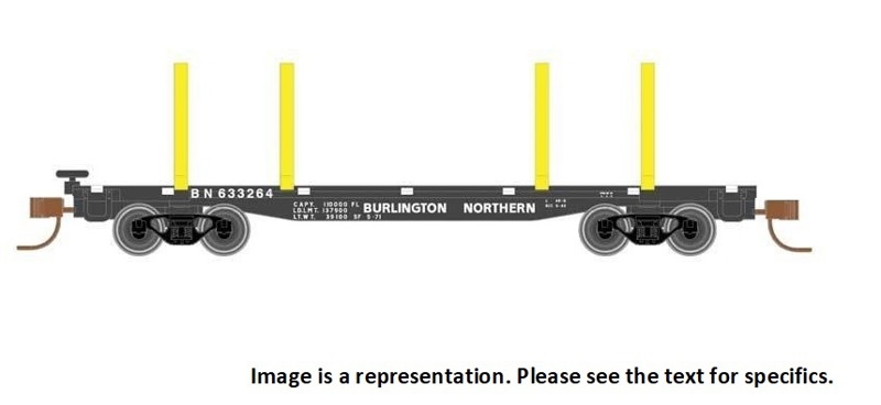Atlas 50004947 45' logging flat car of the Burlington Northern - yellow