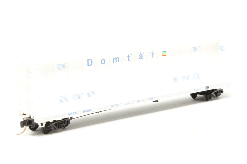 Micro-Trains 53510-9020 60' centerbeam flat car of Domtar - white 9020