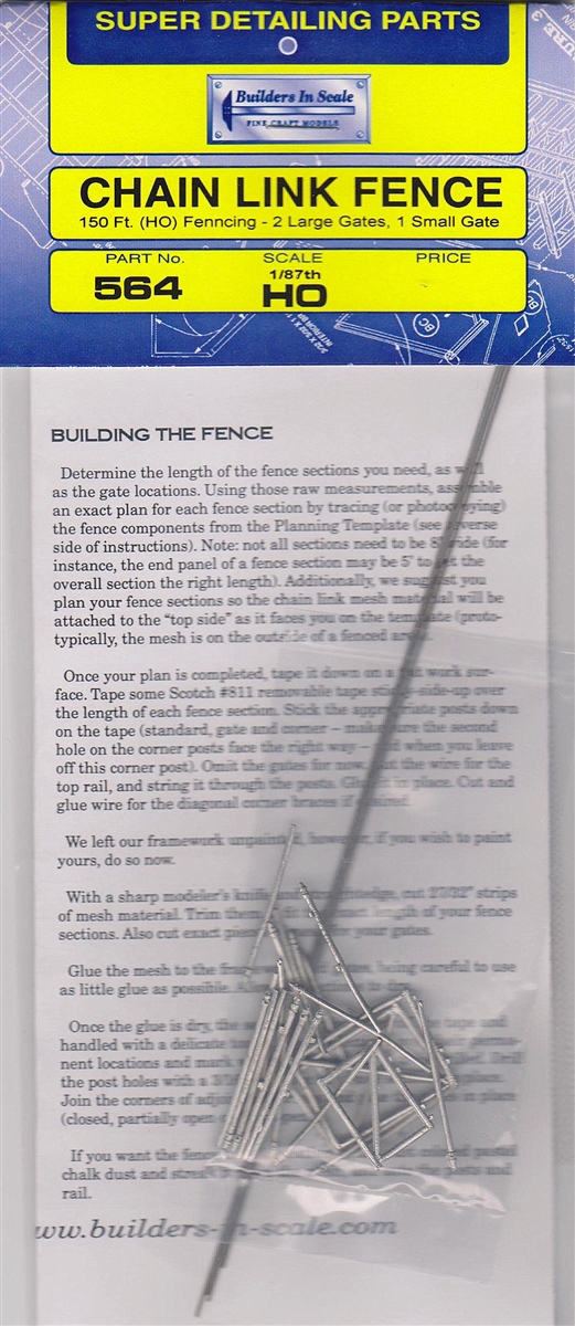 Builders in Scale 564BUI Chain Link Fence Kit, 150'