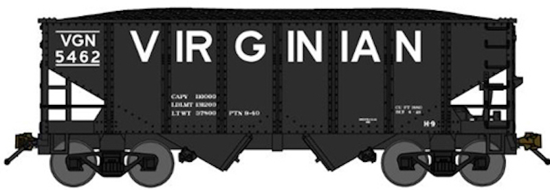 Bluford Shops 60251BLF 2-bay USRA open hopper of the Virginian - black