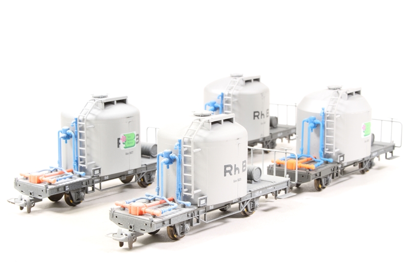 Bemo 7459-100 Set of 4 Cement Silo Wagons of the RhB - Hattons