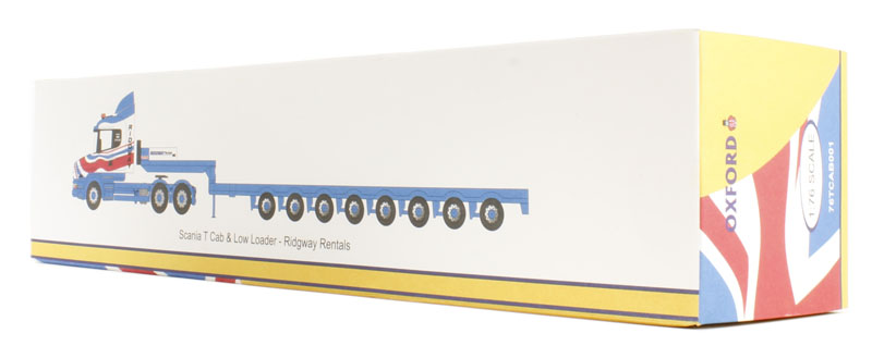Oxford Diecast 76TCAB001 Scania T Cab Low Loader "Ridgway Rentals ...
