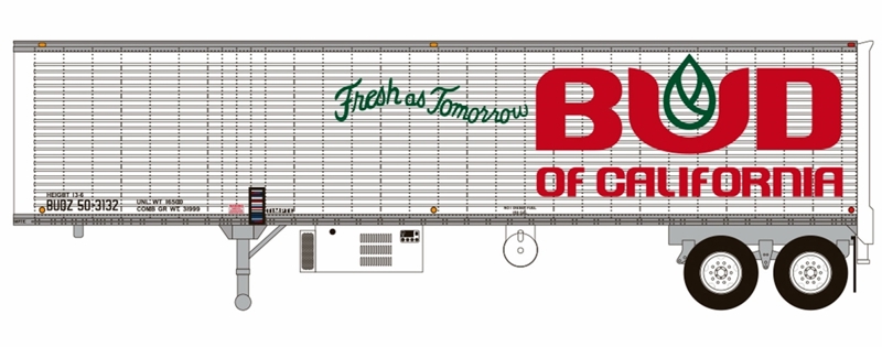 Trainworx 80254-01 40' Corrugated Reefer Trailer, Bud of California #1
