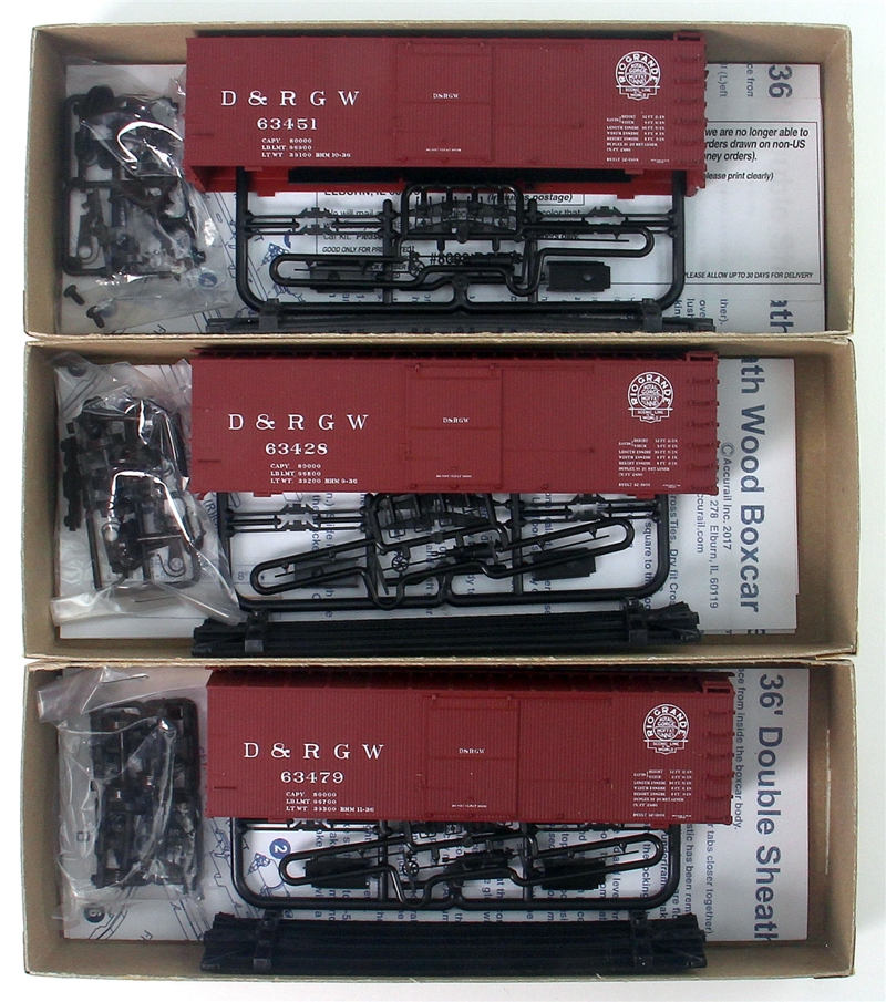 Accurail 8092ACU 36' Double Sheath Wood Box Car Kits, Denver and Rio